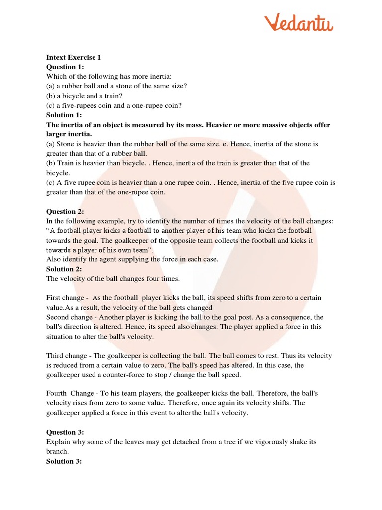 Inertia and Motion Physics Exercises | PDF | Momentum | Collision