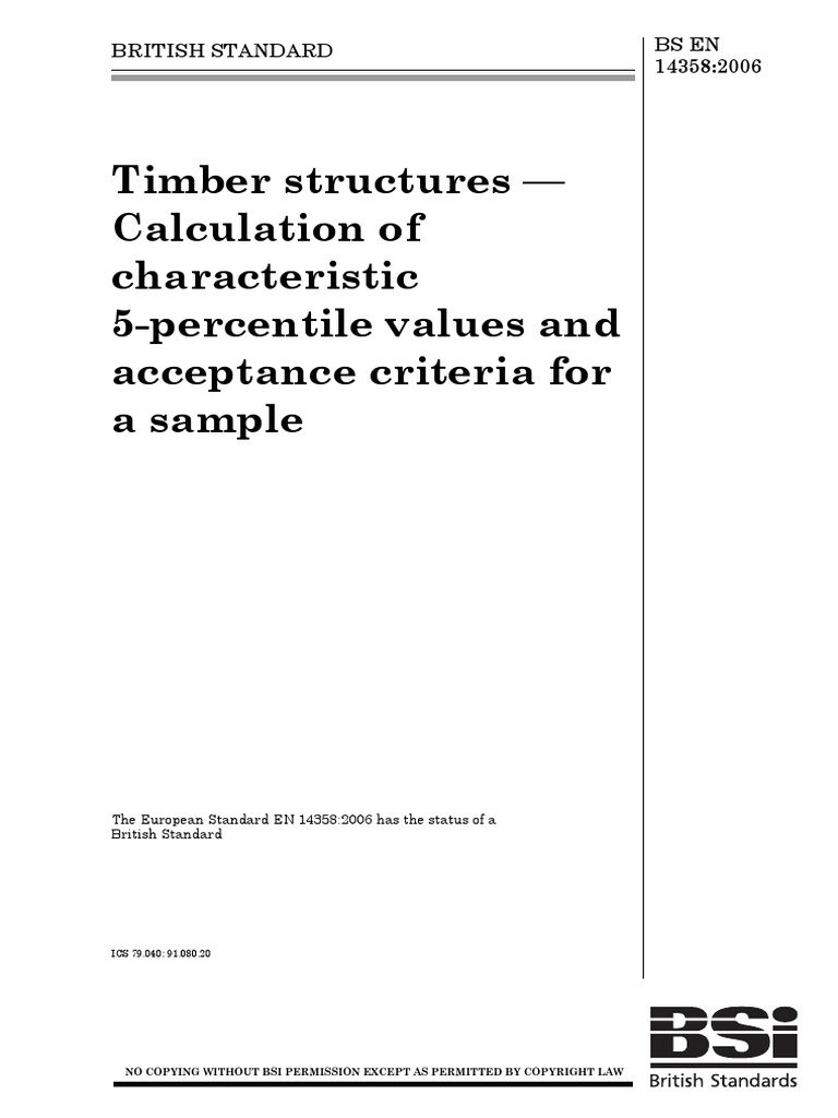 BS EN 14358-2006 - Timber PDF | PDF | Normal Distribution | Coefficient ...
