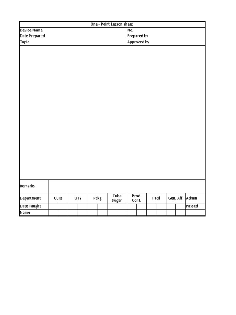 One-Point Lesson Sheet Template | PDF | Technology & Engineering