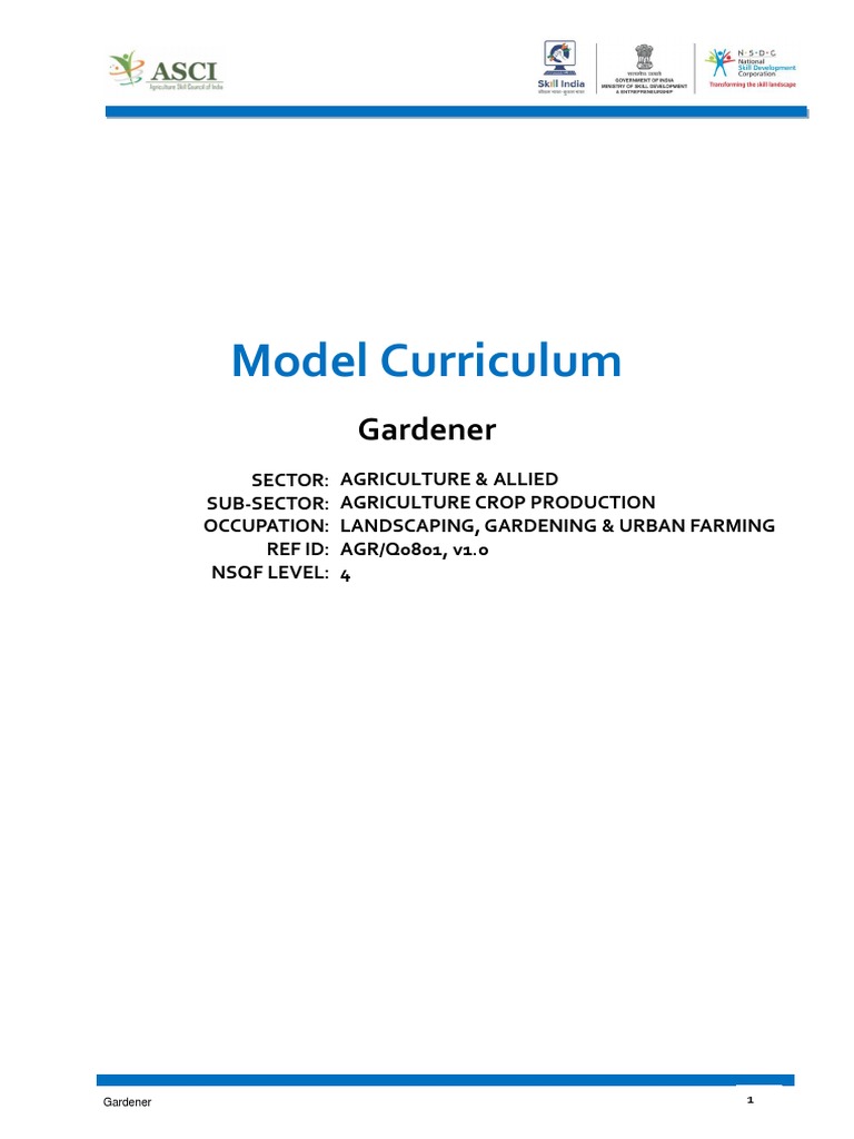 Model Curriculum: Gardener | Download Free PDF | Plant Nursery | Gardens