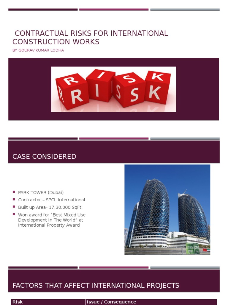 Contractual Risks For International Construction Works: by Gourav Kumar ...