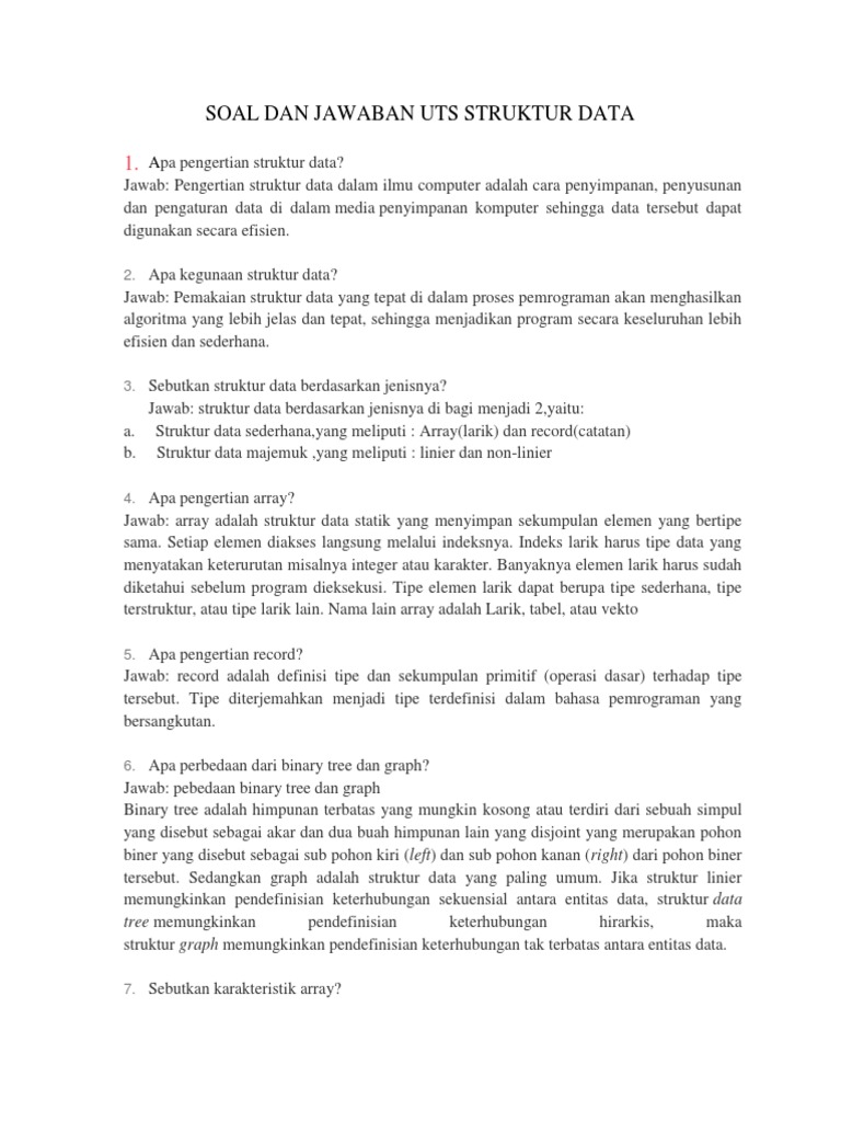Soal Dan Jawaban Uts Struktur Data PDF | PDF