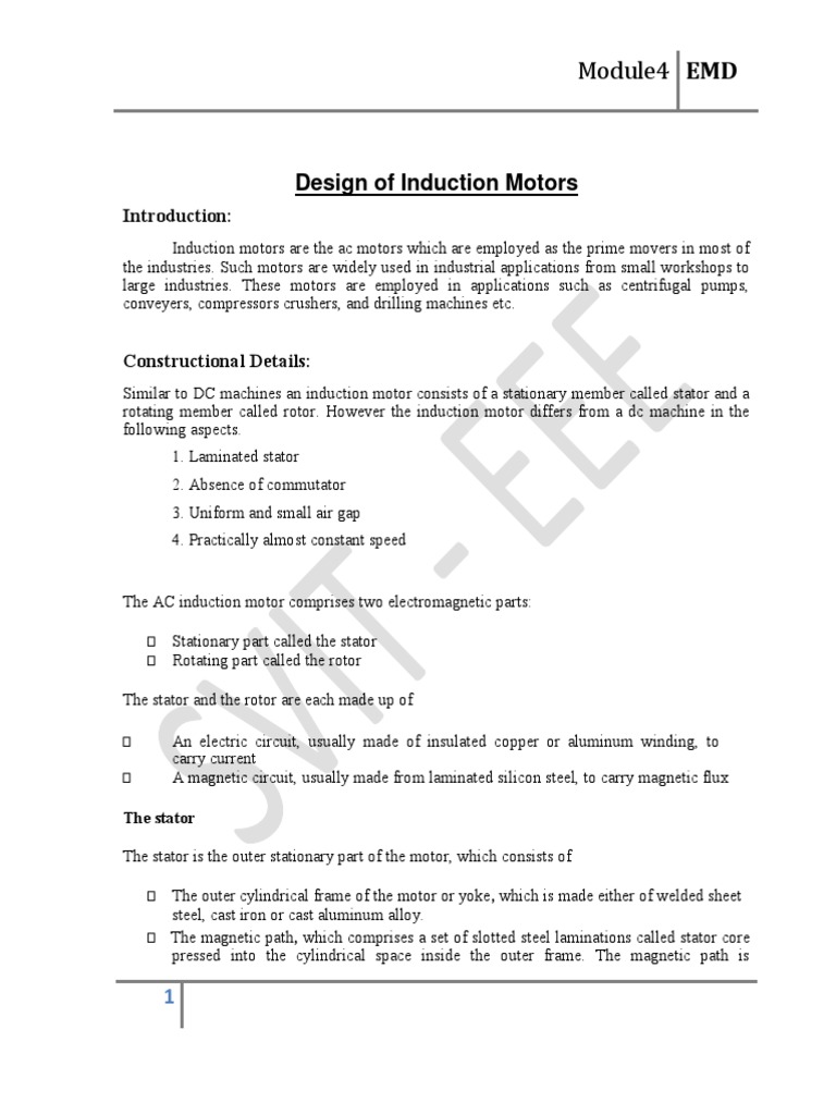 Electric Machine Design (Module-4) | PDF | Electric Motor | Electrodynamics