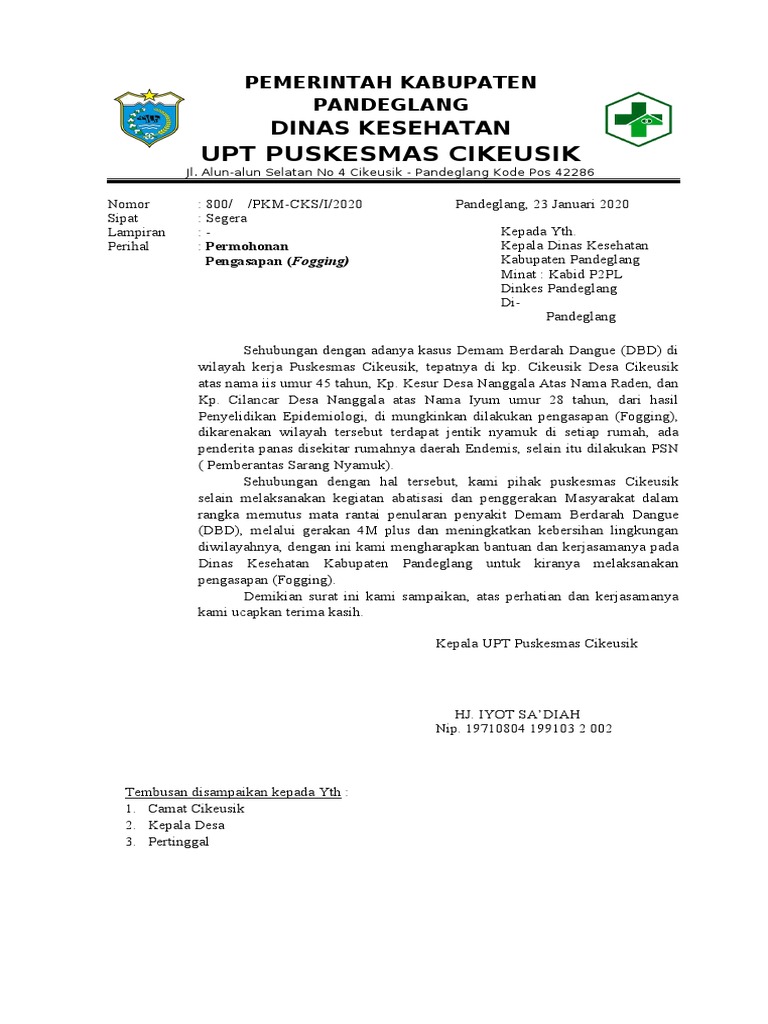 Surat Permohonan Fogging | PDF