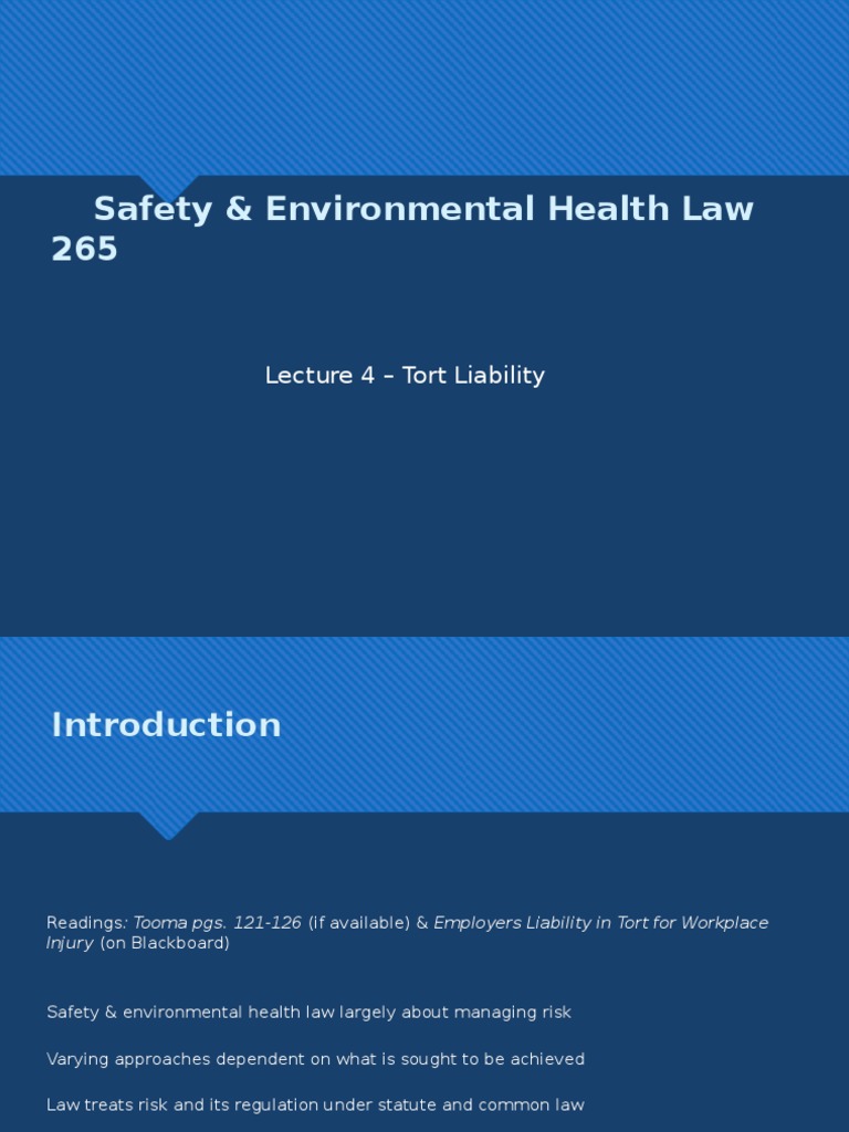 4 2018 Safety and Environmental Health Law 265sm | PDF | Negligence ...