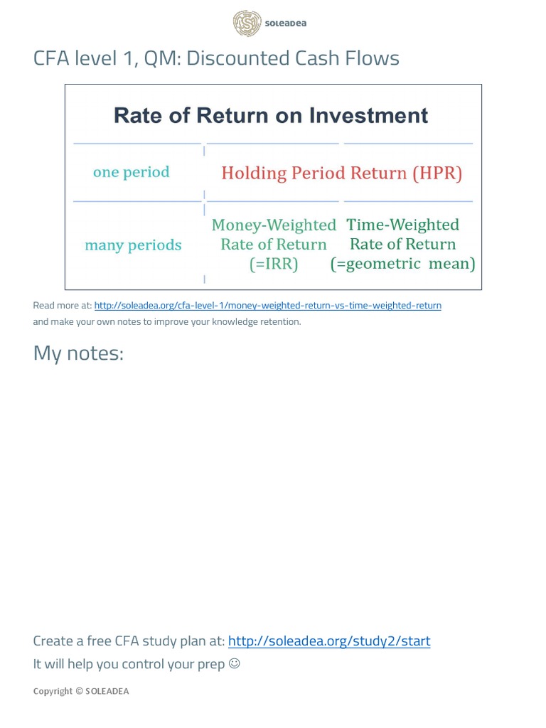 CFA Level 1 Return On Investment Print PDF | PDF