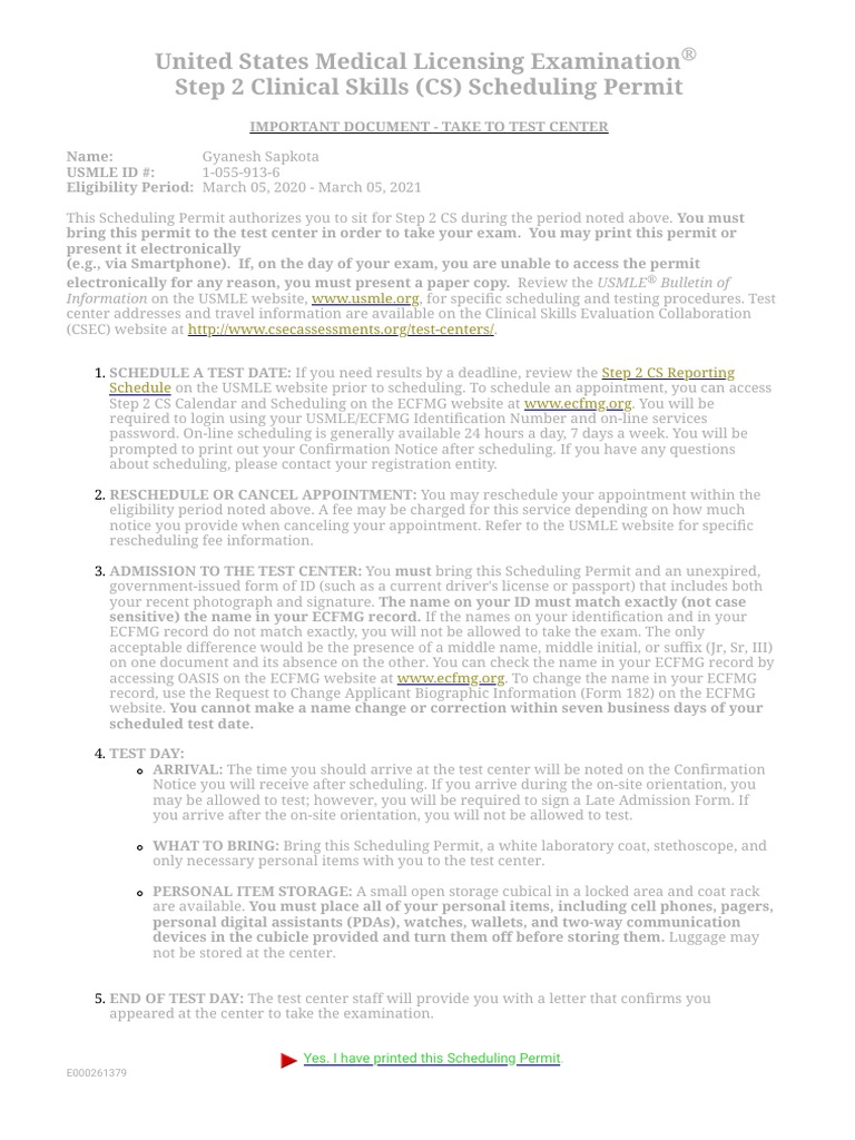 Step 2 Cs Scheduling Permit | PDF | United States Medical Licensing ...
