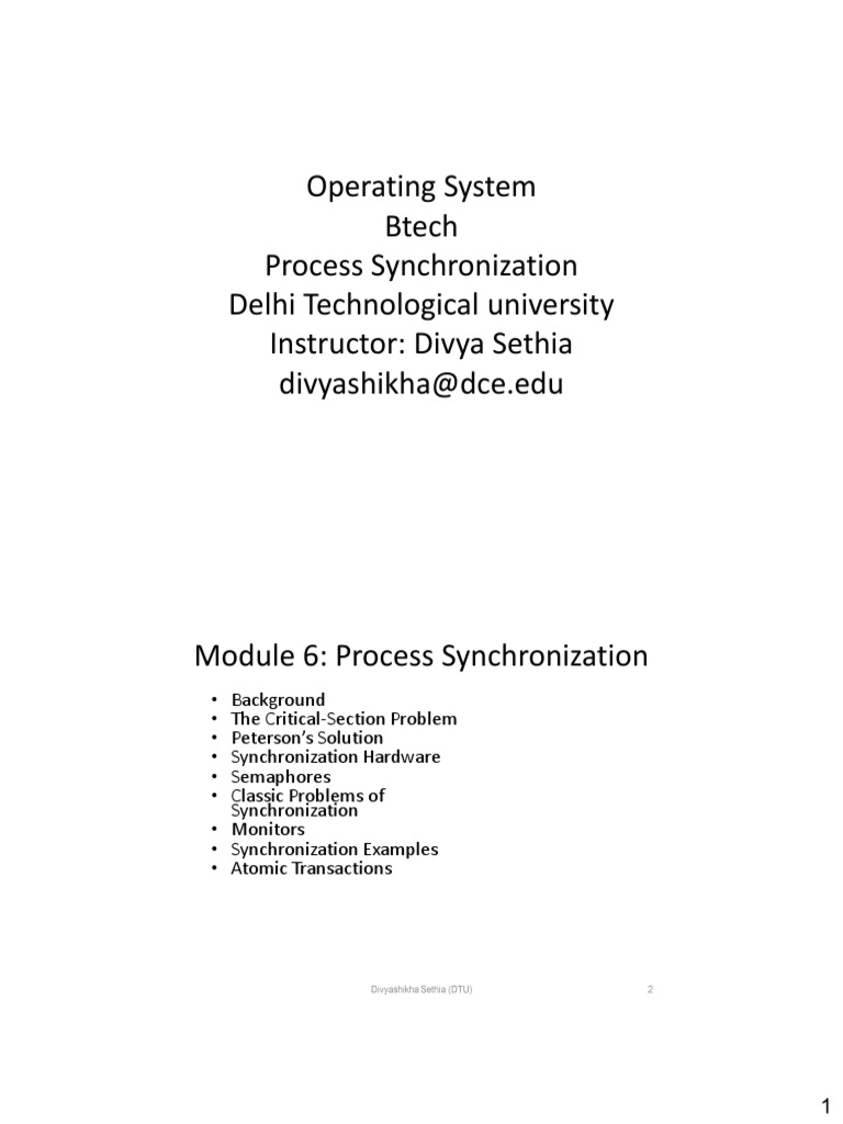 Process Synchronization | PDF | Synchronization | Information Technology