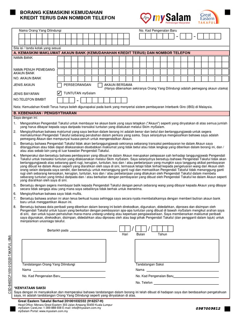 Direct Credit Facility Form (BM) | PDF