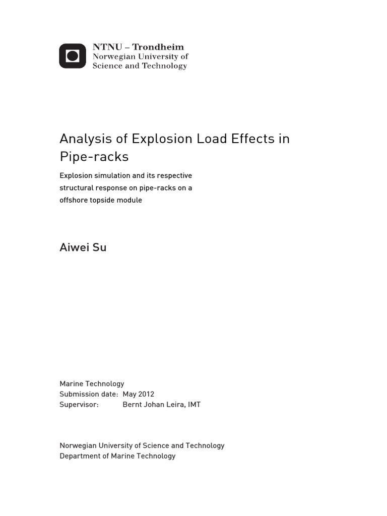 Analysis of Explosion Load Effects in Pipe-Racks | PDF | Shear Stress ...