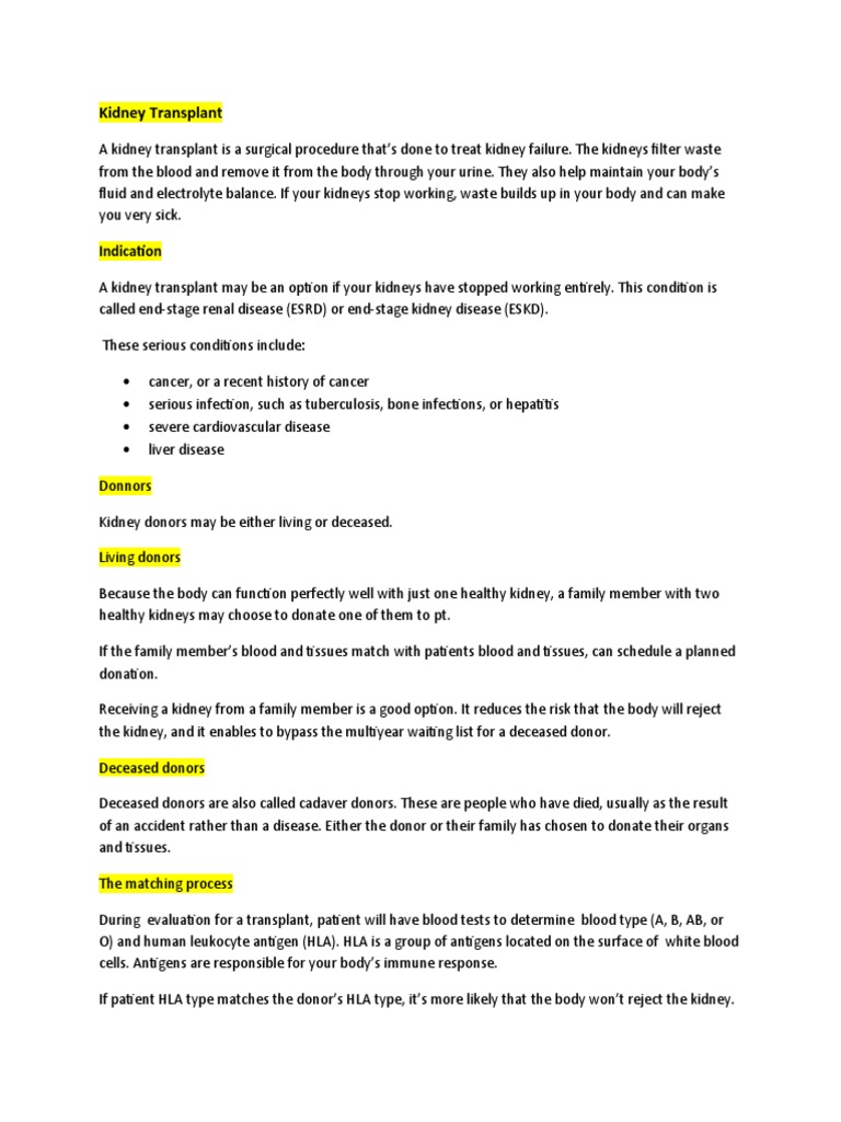 Kidney Transplant | PDF | Kidney Transplantation | Organ Donation