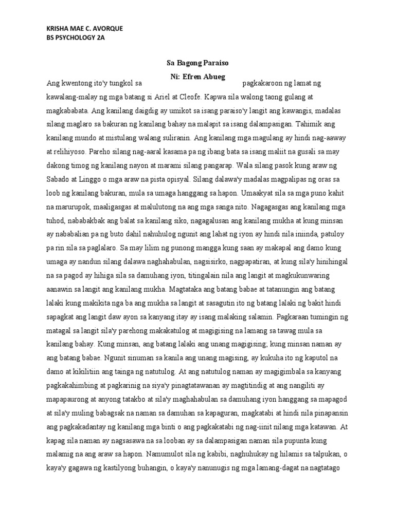 Sa Bagong Paraiso - EFREN ABUEG | PDF