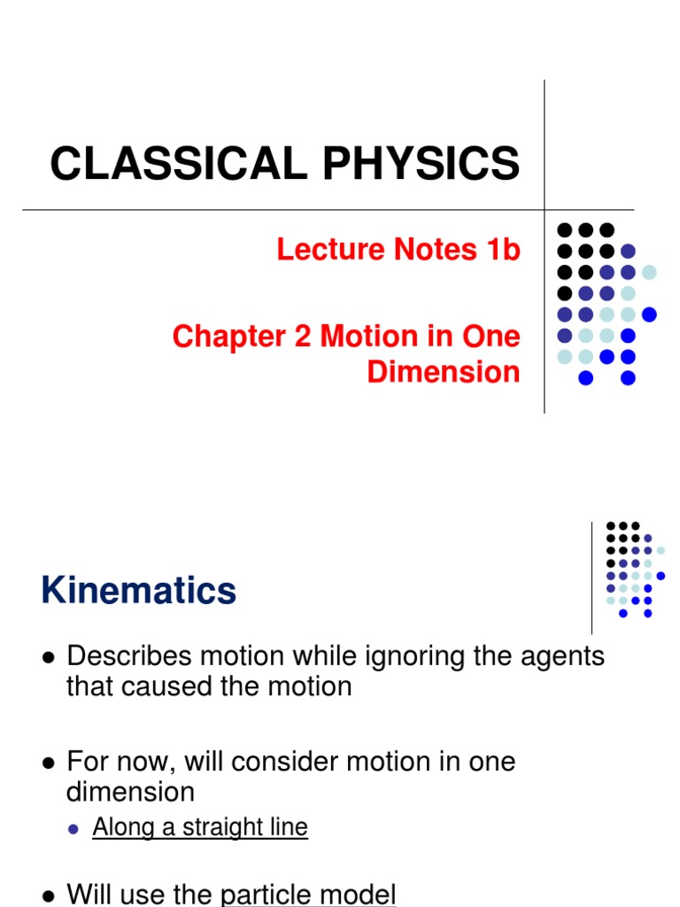 Classical Physics: Lecture Notes 1b | PDF | Velocity | Acceleration