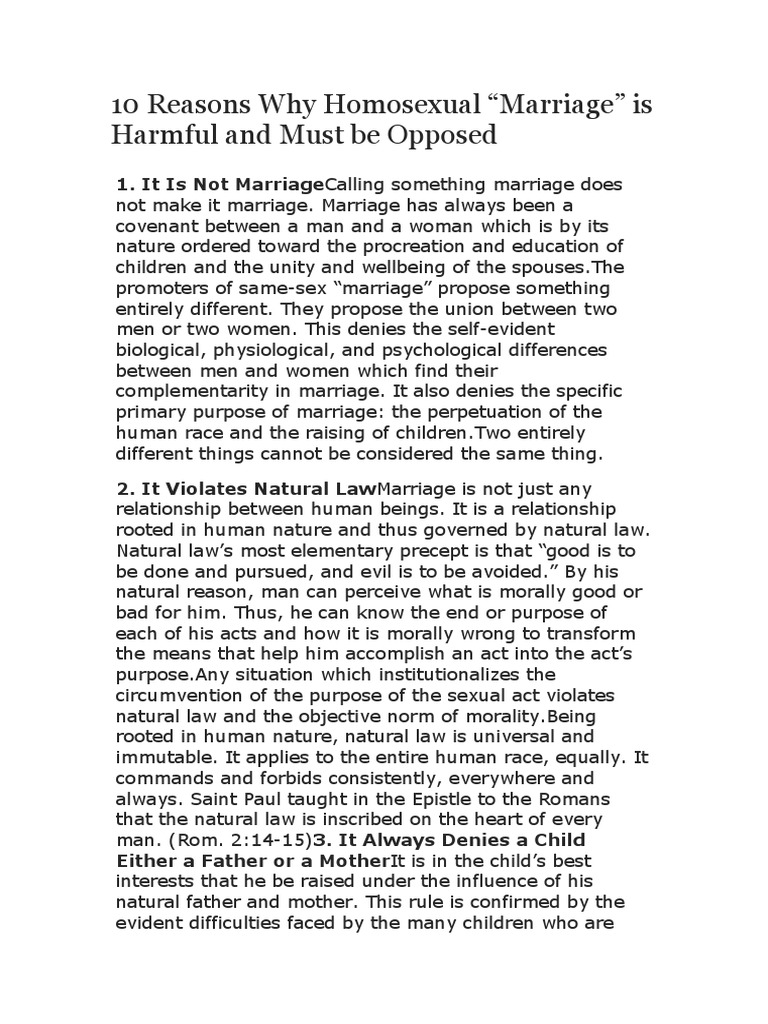 10 Reasons Why Homosexual | PDF | Marriage | Homosexuality