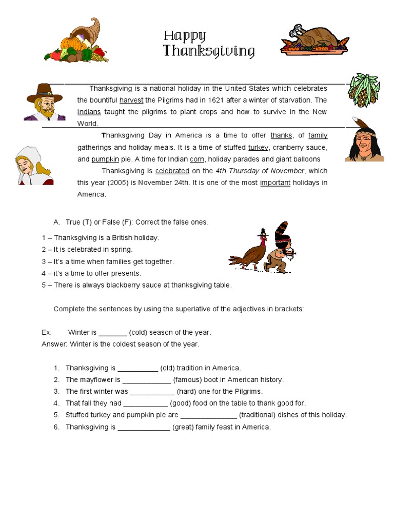 Thanksgiving Day in America Is A Time To Offer Thanks, of Family | PDF ...