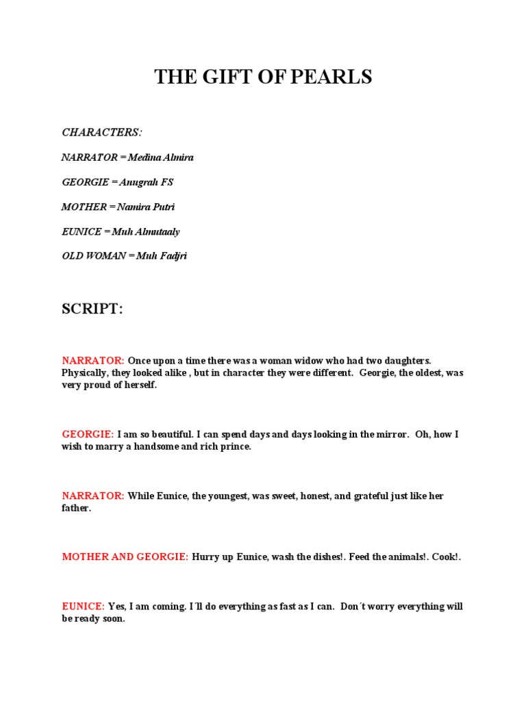The Gift of Pearls: Script | PDF