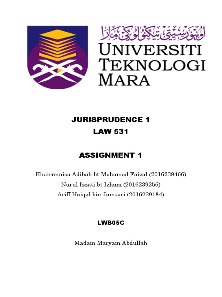 Jurisprudence 1 LAW 531 Assignment 1 | PDF | Jurisprudence | Sharia