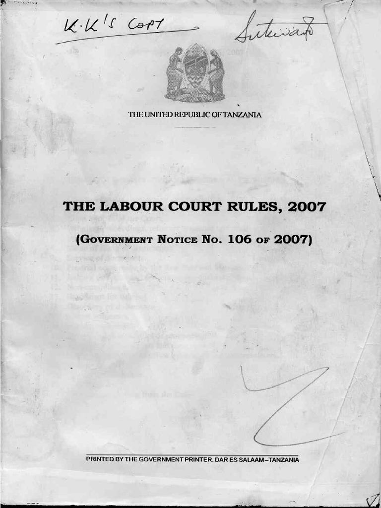 Labour Court Rules 2007 Overview | PDF | Government Institutions ...