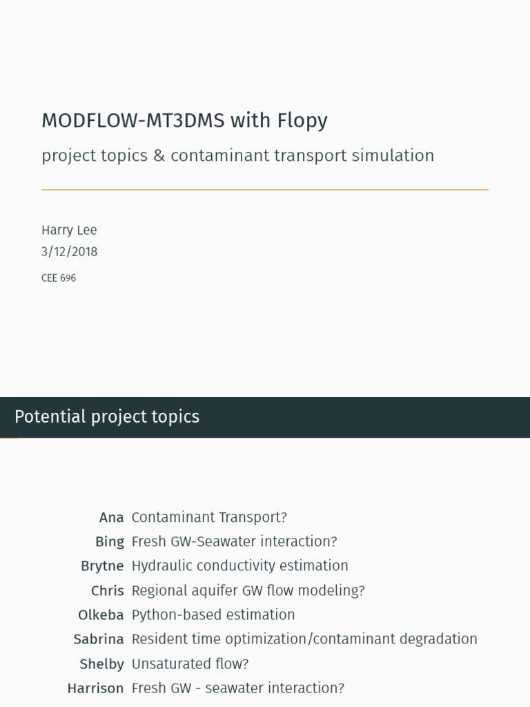 MODFLOW-MT3DMS With Flopy: Project Topics & Contaminant Transport ...