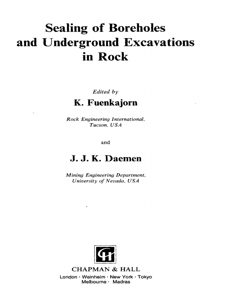 Sealing of Boreholes and Underground Excavations in Rock PDF | PDF | Nature