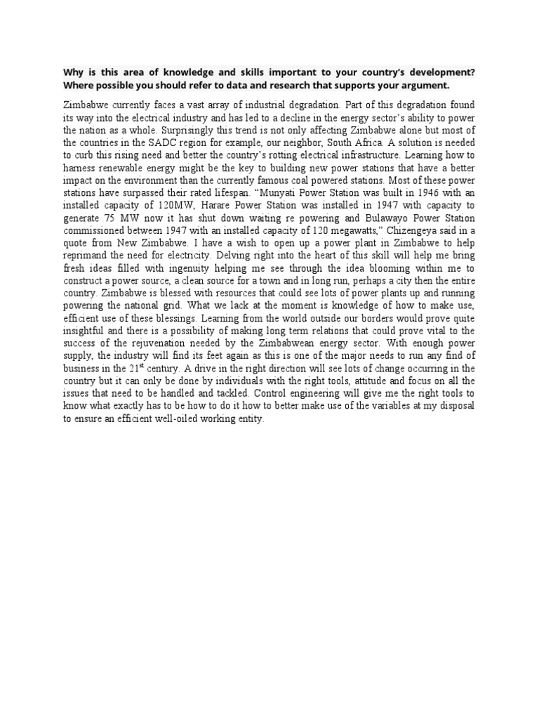 Why Is This Area of Knowledge and Skills Important To Your Country ...