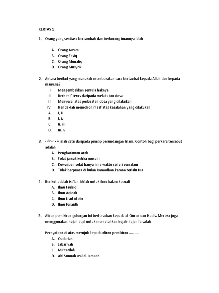 Soalan Kuiz PSI | PDF | Agama & Spiritualitas