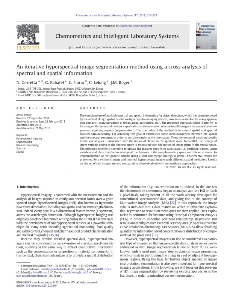 An Iterative Hyperspectral Image Segmentation Method Using A Cross Analysis Of Spectral And