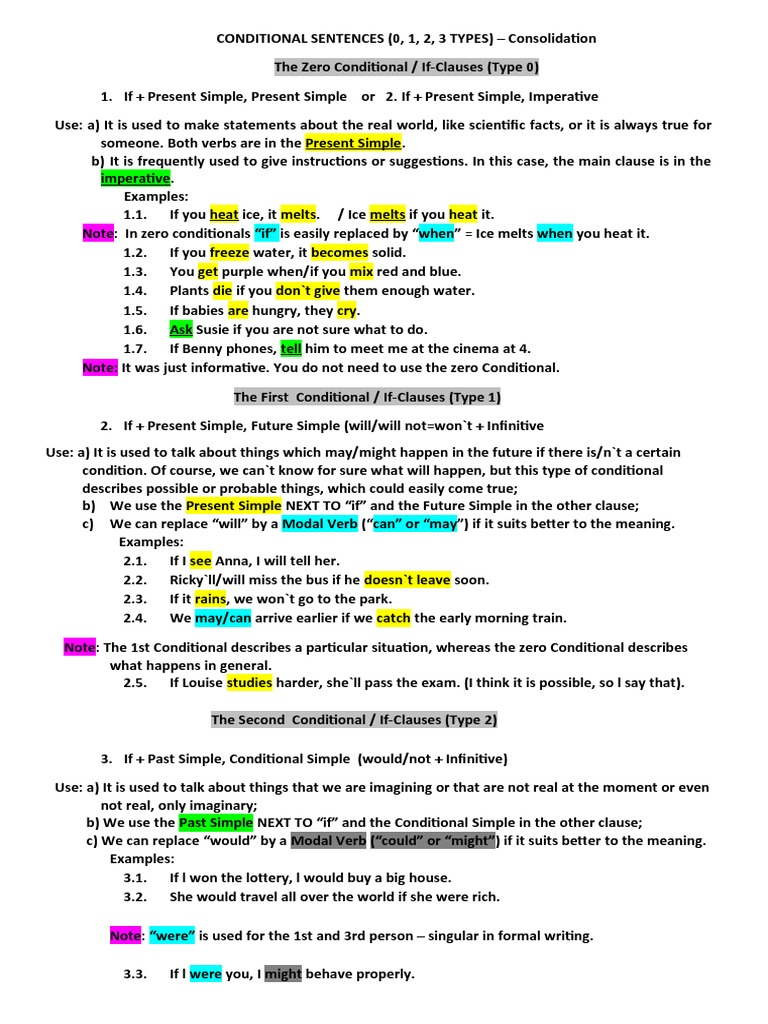 1.a.IF-CLAUSES (0,1,2,3.types) - 2-2 | PDF | Grammar | Syntax
