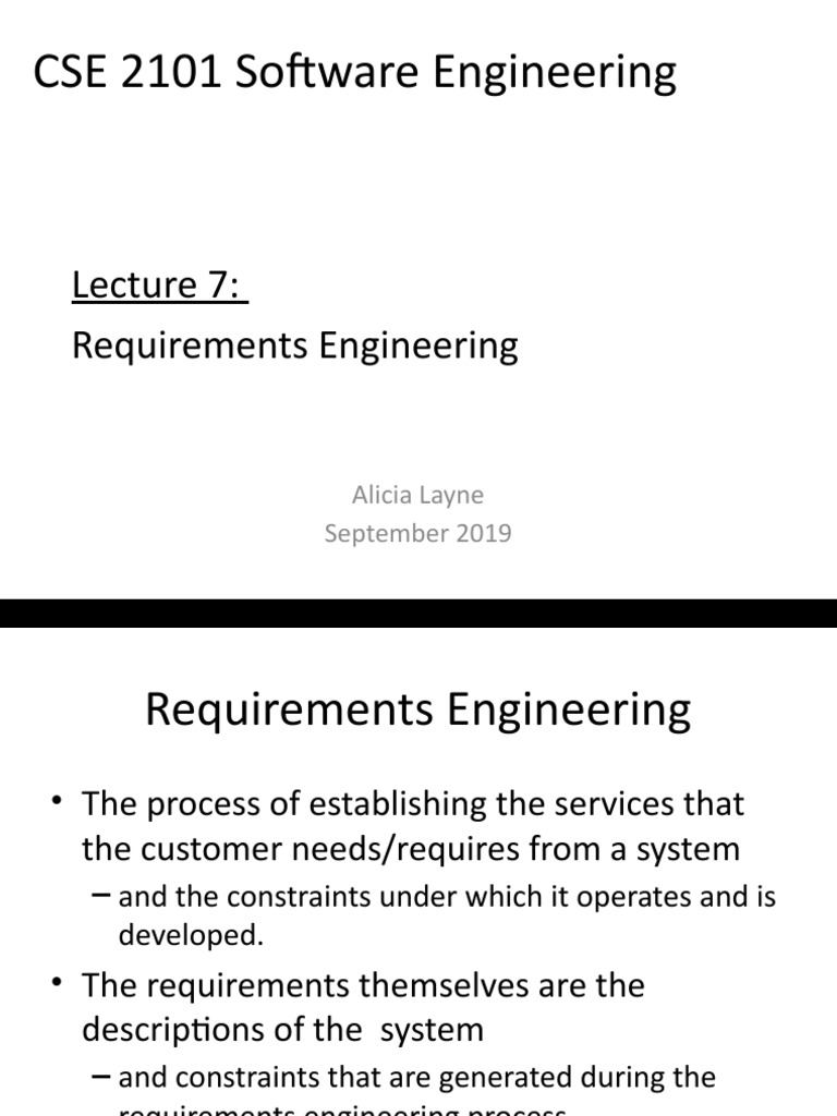 CSE 2101 Software Engineering Requirements Lecture | PDF | Use Case | System
