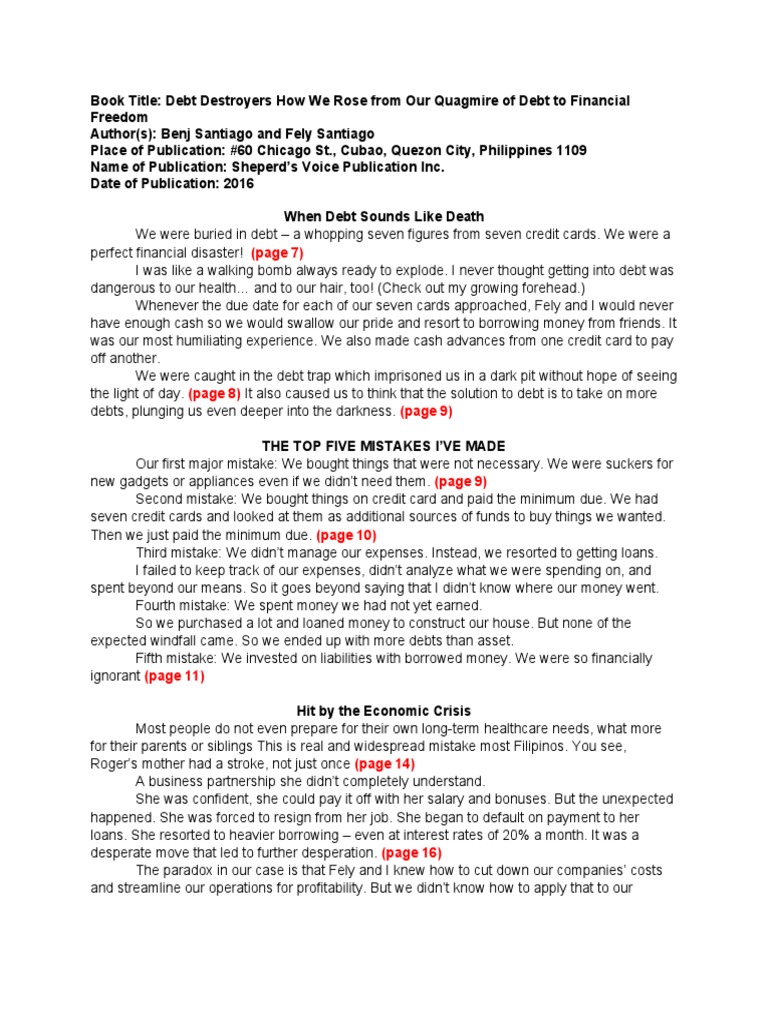 Debt Destroyers | PDF | Debt | Loans