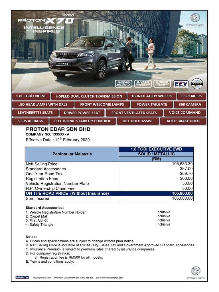2020 Proton 1.8 TGDi Executive Pricing | PDF