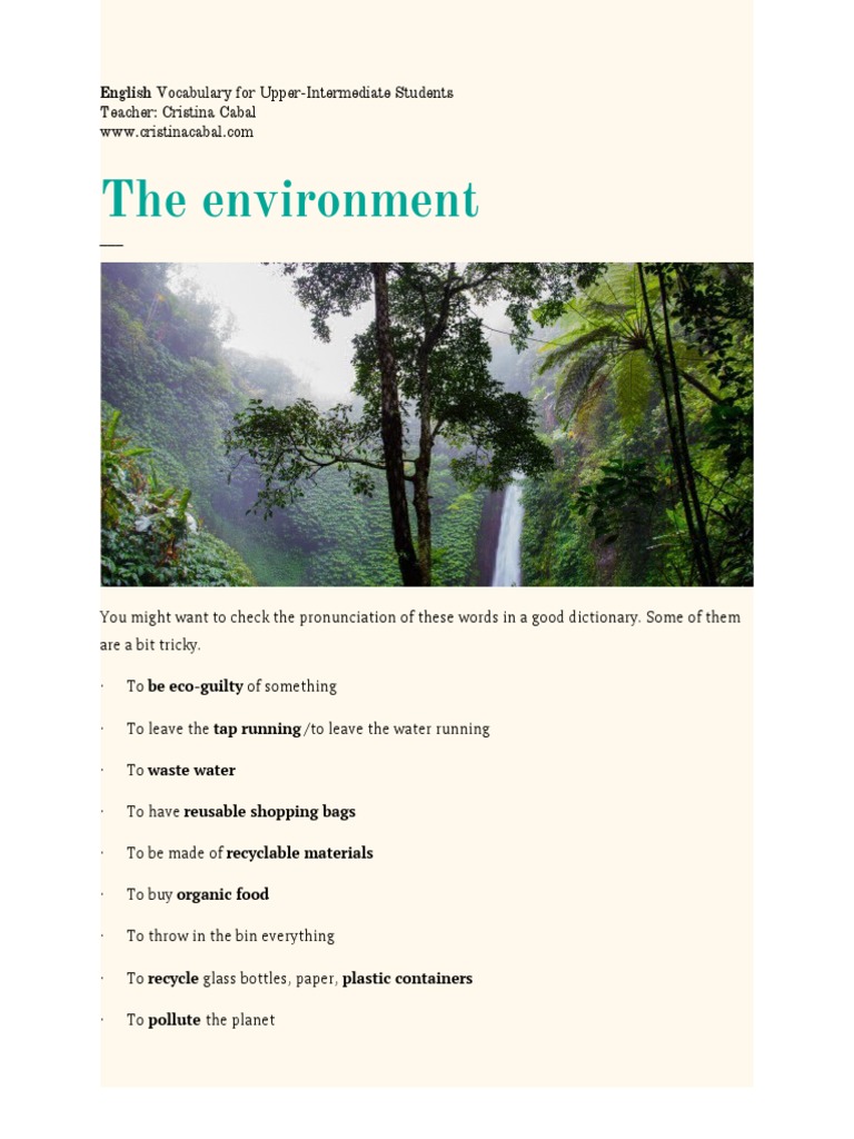 The Environment: English Vocabulary For Upper-Intermediate Students | PDF