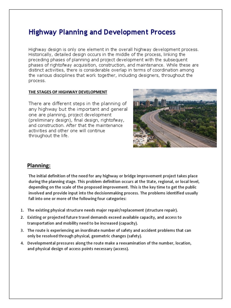 Highway Planning and Development Process | PDF | Environmental Impact ...