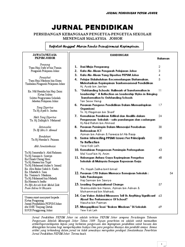 Jurnal Pendidikan PKPSMJ 2009 | PDF