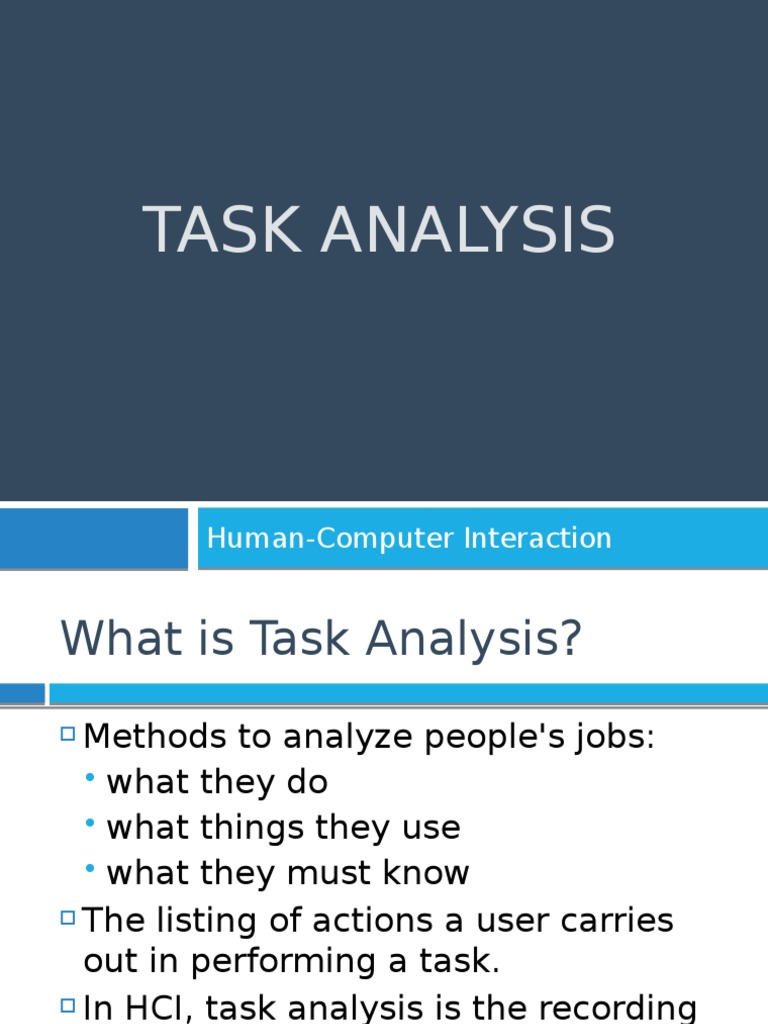 Task Analysis: Human-Computer Interaction | PDF | Human–Computer Interaction | Areas Of Computer ...