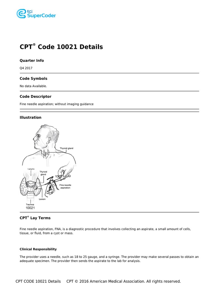 CPT Code 10021 Details: Quarter Info | PDF