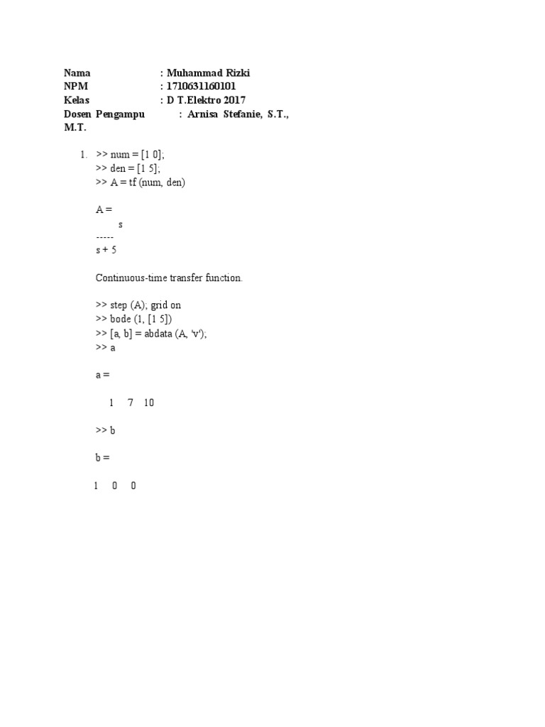 Continuous-Time Transfer Function Analysis | PDF