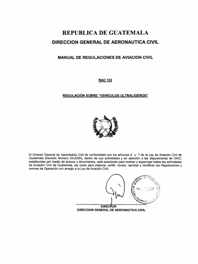 Regulación de Vehículos Ultraligeros RAC 103 | PDF | Aeropuerto ...