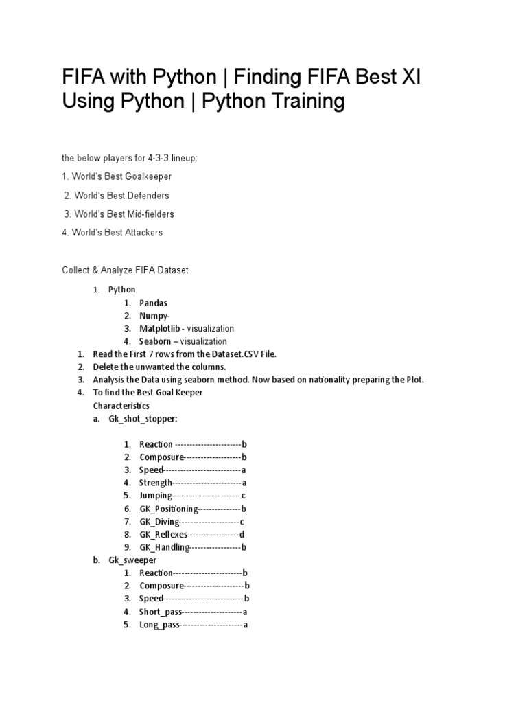 FIFA With Python - Finding FIFA Best XI Using Python - Python Training ...
