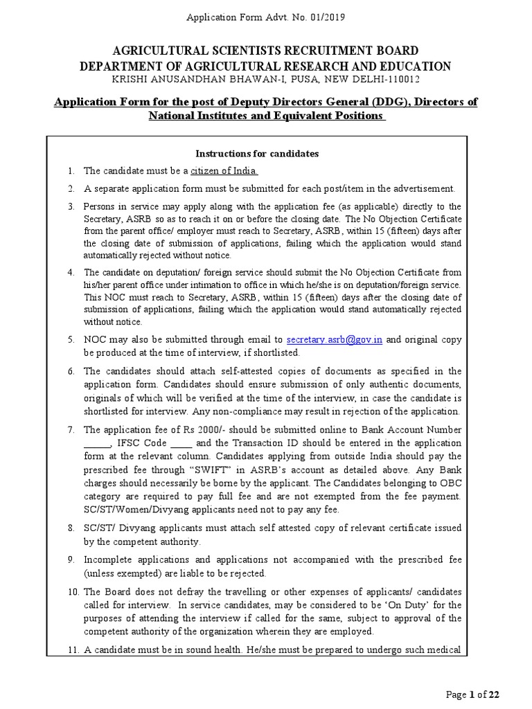 Application Form DDG Director 25th August Final | PDF | Doctor Of ...