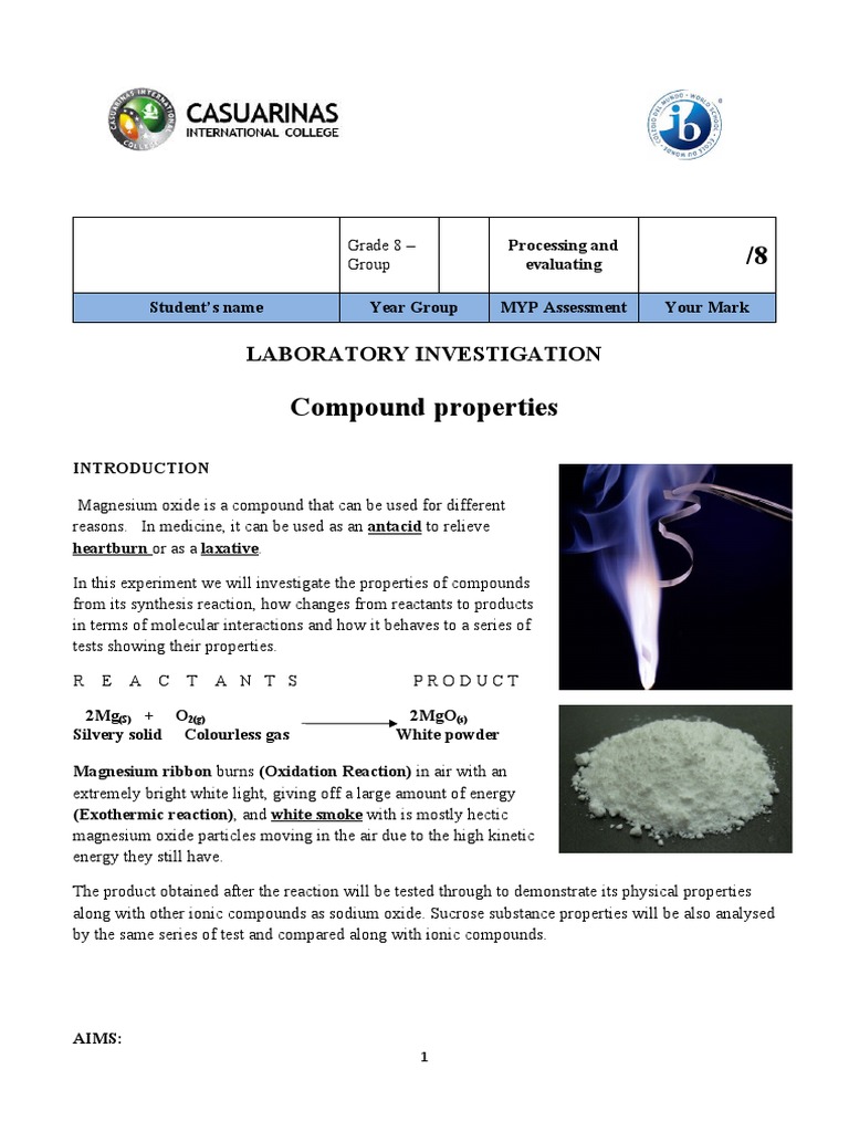 Lab Practical No 1 Synthesis of Magnesium Oxide 2017 | PDF | Solubility ...