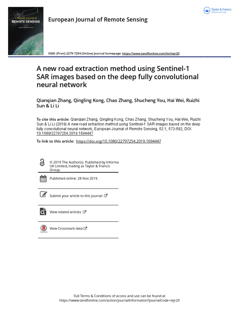 A New Road Extraction Method Using Sentinel 1 Sar Pdf Pdf Deep Learning Cybernetics