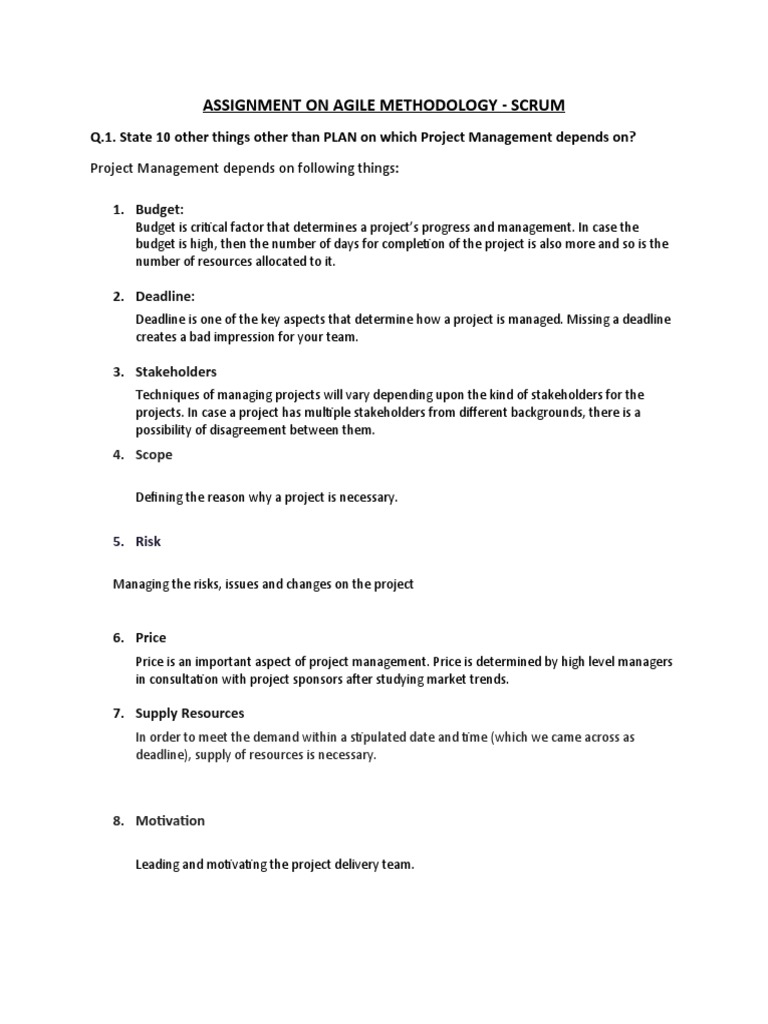 Assignment On Agile Methodology | PDF | Scrum (Software Development ...