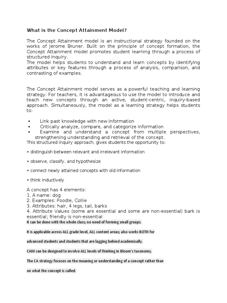 What Is The Concept Attainment Model | PDF