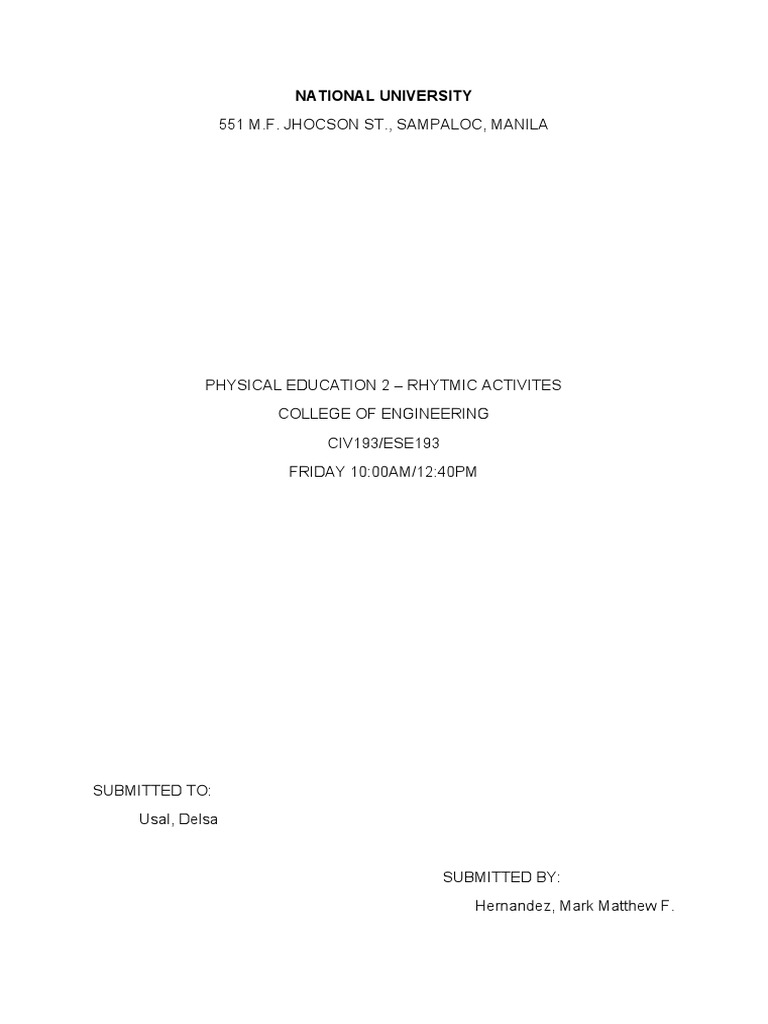 PE 2 Cover Page - Hernandez | PDF
