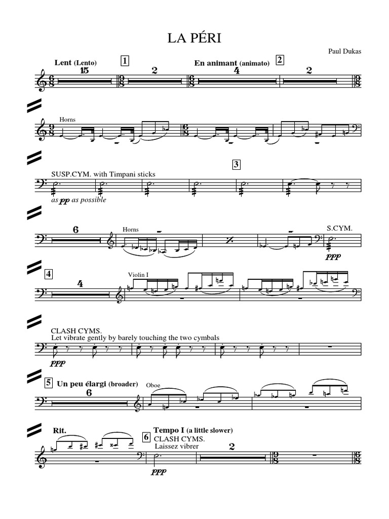 Dukas La Péri Percussion Score PDF | PDF | Musical Instruments ...