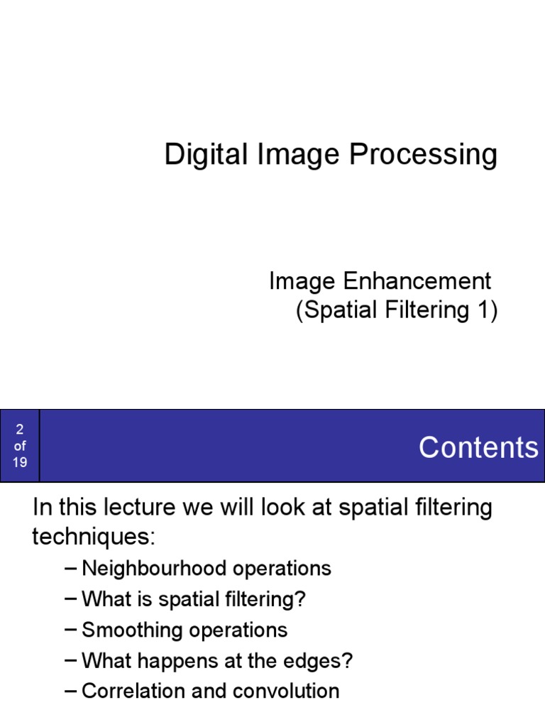 Digital Image Processing: Image Enhancement (Spatial Filtering 1) | PDF | Pixel | Image Editing