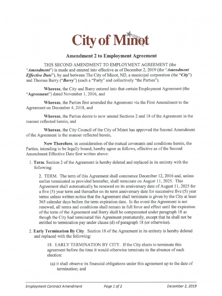 Amendment 2 To Employment Contract | PDF | Salary | Social Institutions