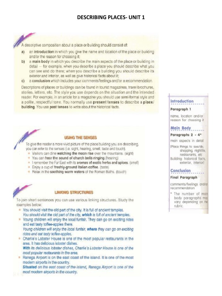 Worksheet Describing Places | PDF