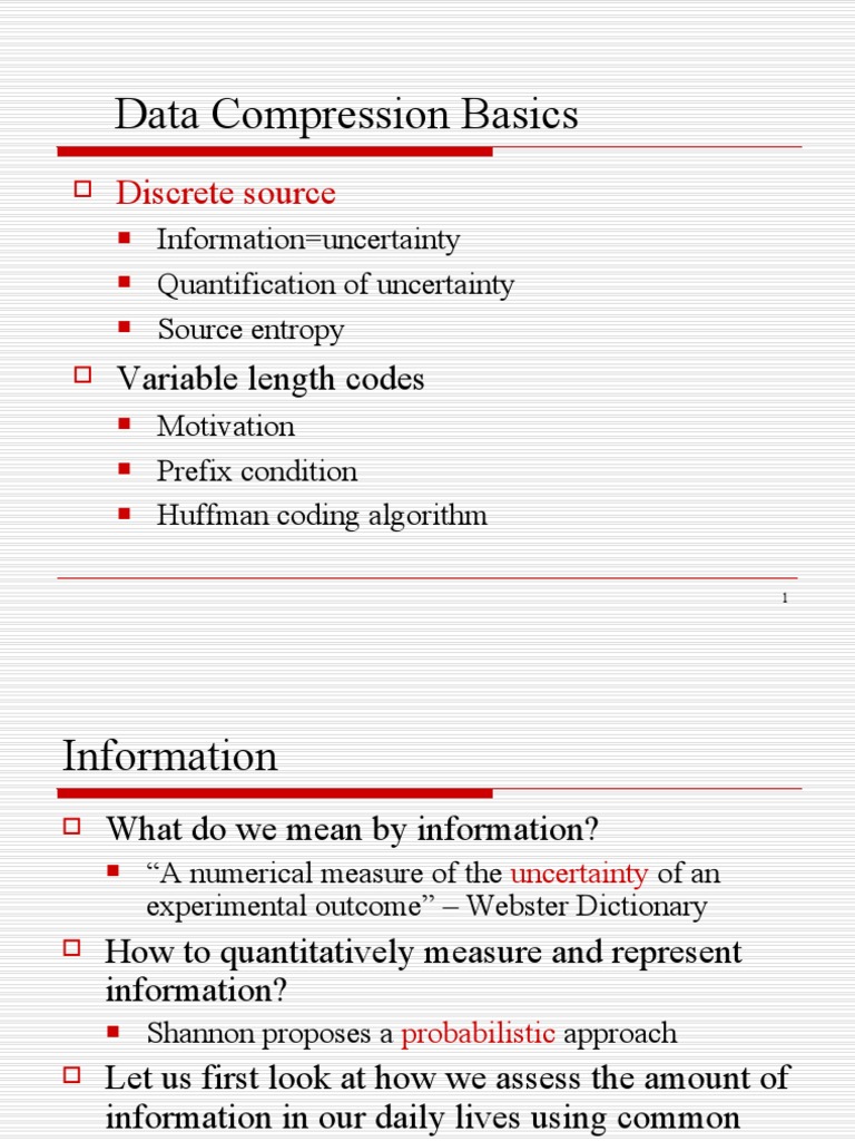 Data Compression Basics: Discrete Source | PDF | Probability ...